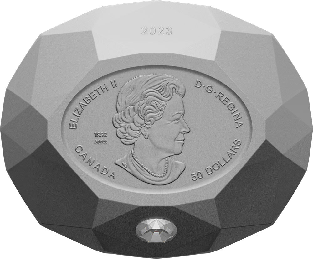50 Dollars FOREVERMARK BLACK LABEL OVAL DIAMOND 3D Shaped Silver Coin ...