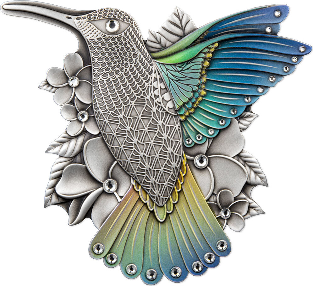 HUMMINGBIRD Silver Coin 50 Vatu Vanuatu 2023 Antique Finish | MA-Shops