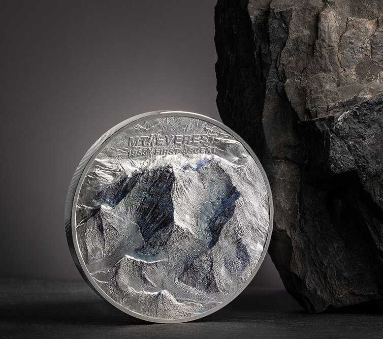 100 Dollars MOUNT EVEREST First Ascent 1 Kg Kilo Silver Coin 100$ Cook ...