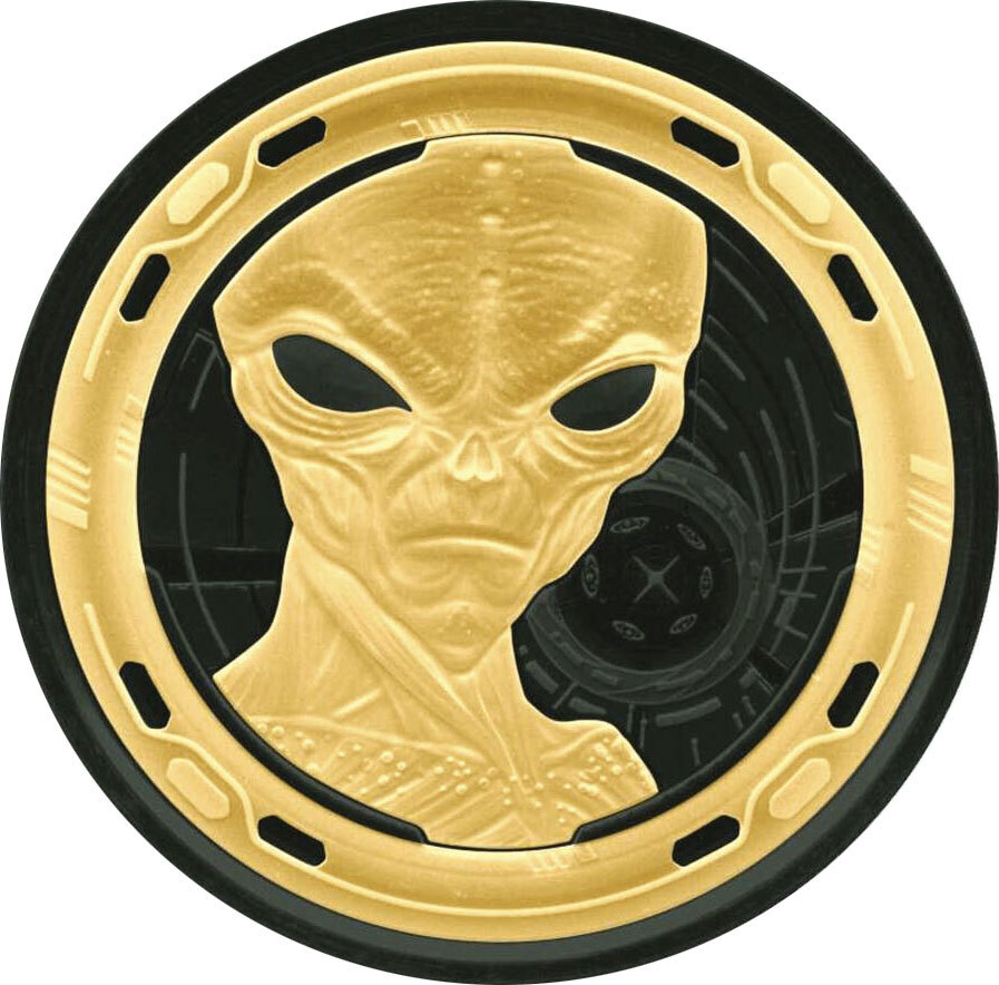 ALIEN Gold Black Empire Silver Coin 5 Cedis Ghana 2022 BU-Brilliant ...