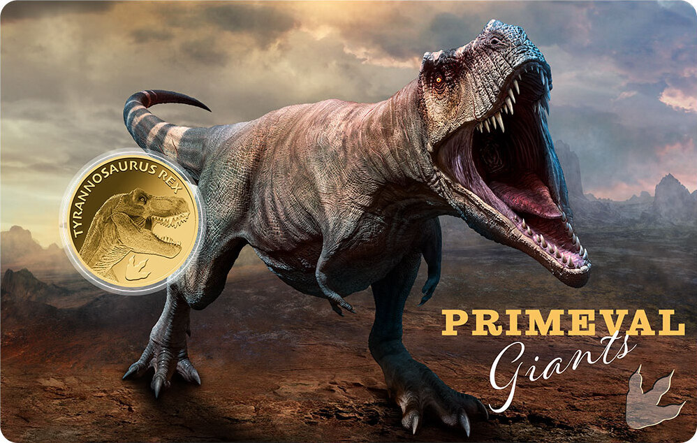TYRANNOSAURUS REX 1/1000 Oz Gold Coin 3000 Francs Chad 2023 Prooflike ...