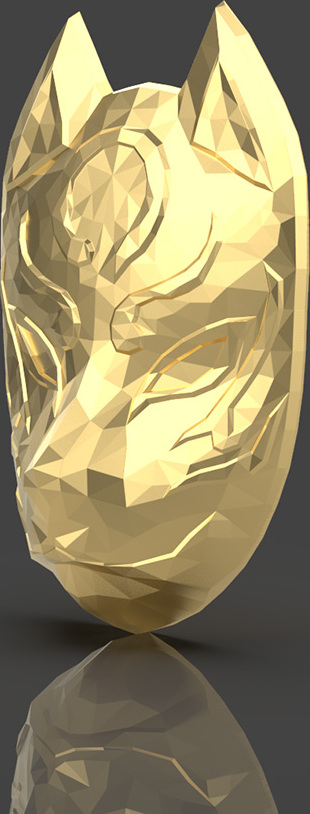 KITSUNE Japanese Traditional Mask Gilded Stackable 2 Oz Silver Stacker ...