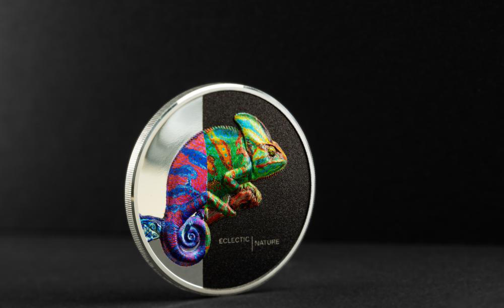 5 Dollars CHAMELEON Eclectic Nature 1 Oz Silver Coin 5$ Cook Islands ...