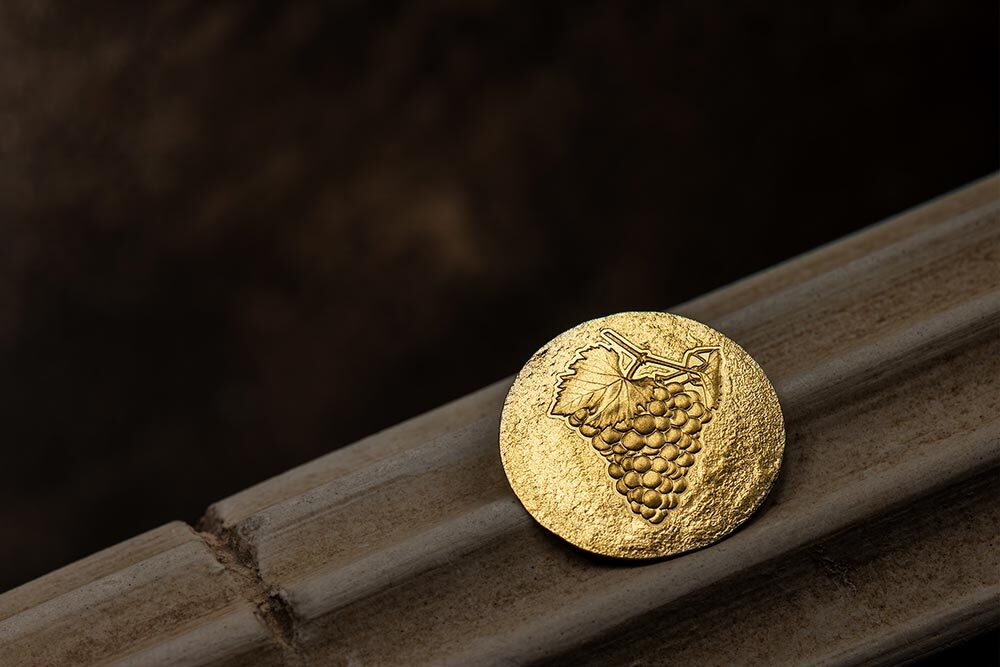 5 Dollars WINE GRAPES Naxos Ancient Greece Gold Coin 5$ Cook Islands ...