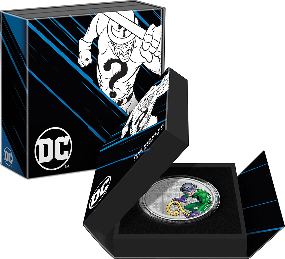 10 Dollars RIDDLER DC Villains 3 Oz Silver Coin 10$ Niue 2023 Proof ...