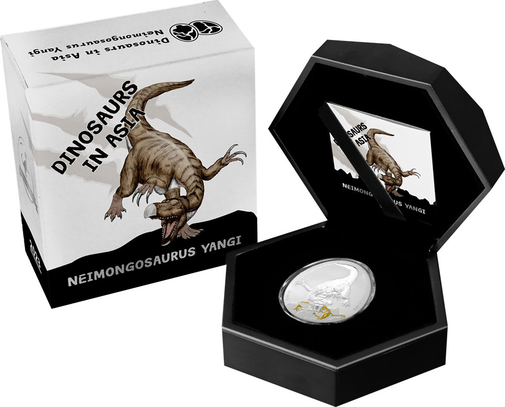 2 Dollars NEIMONGOSAURUS Dinosaurs in Asia 1 Oz Silver Coin 2$ Samoa ...