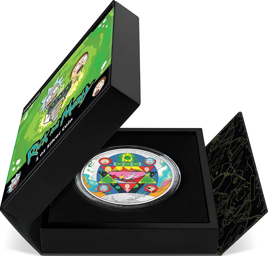 2 Dollars RICK AND MORTY 1 Oz Silver Coin 2$ Niue 2022 Proof | MA-Shops