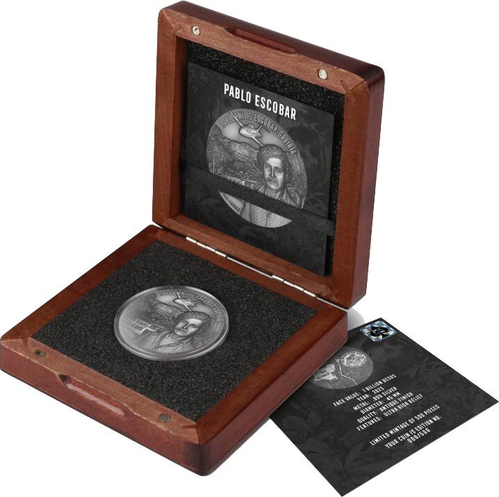 PABLO EMILIO ESCOBAR GAVIRIA 2 Oz Silver Coin 1 Billion Besos Colombia ...