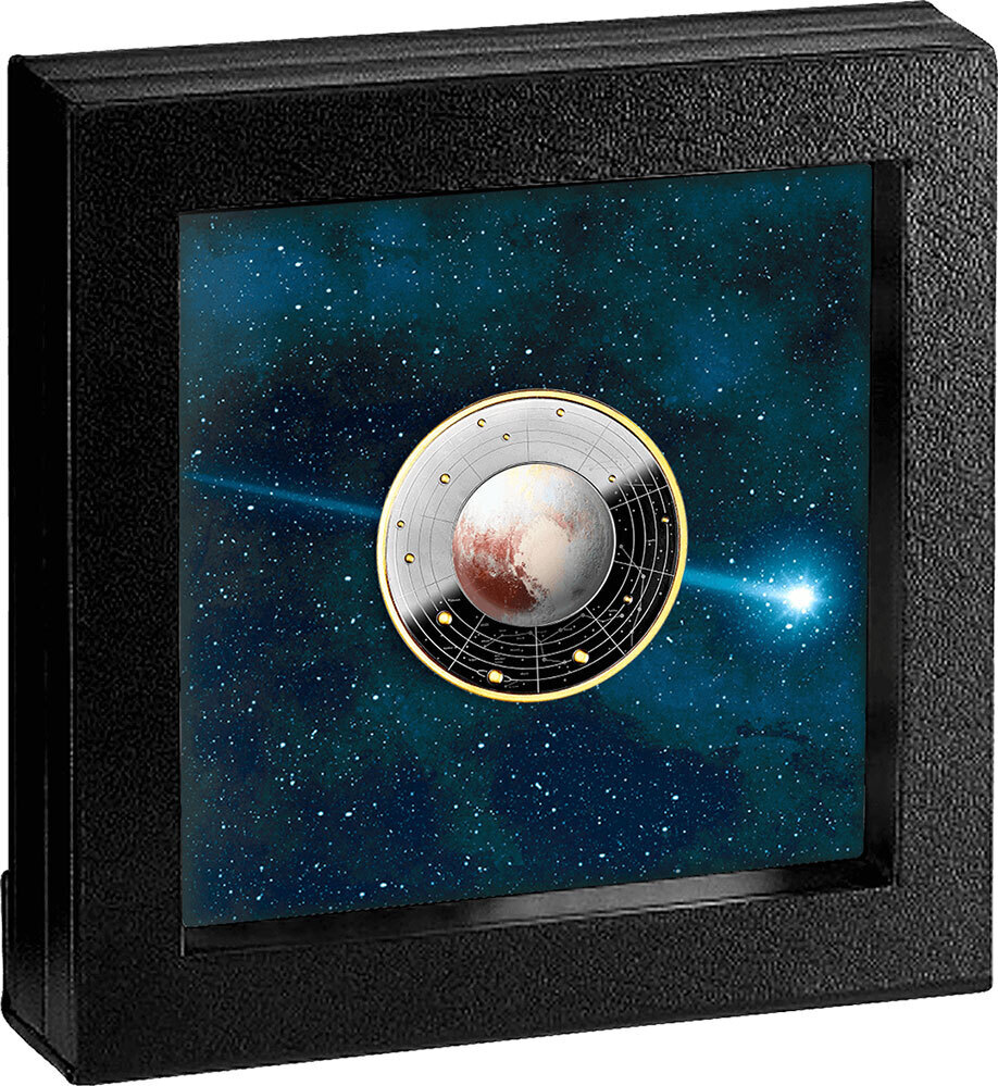 PLUTO Planet Solar System Silver Coin 500 Francs Cameroon 2023 Black ...