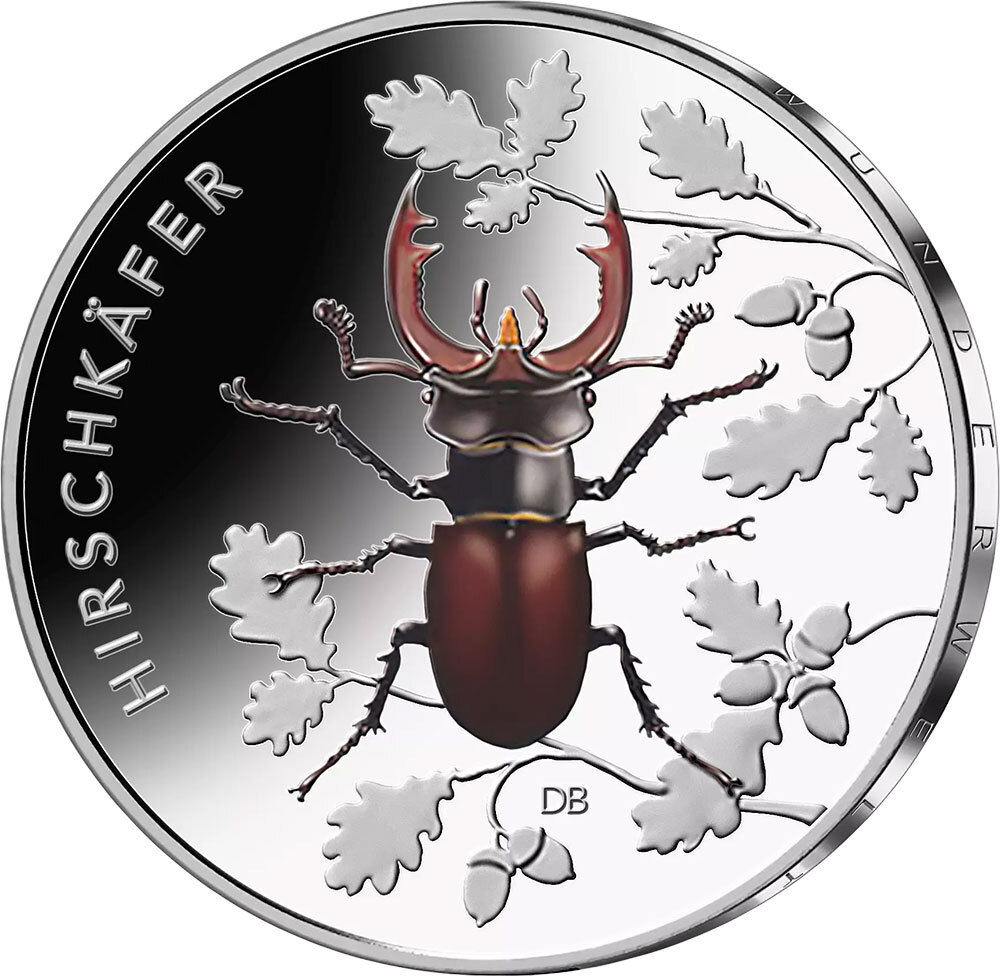 5 Euro STAG BEETLE Wonderful World Of Insects Basemetal Coin 5€ Euro ...