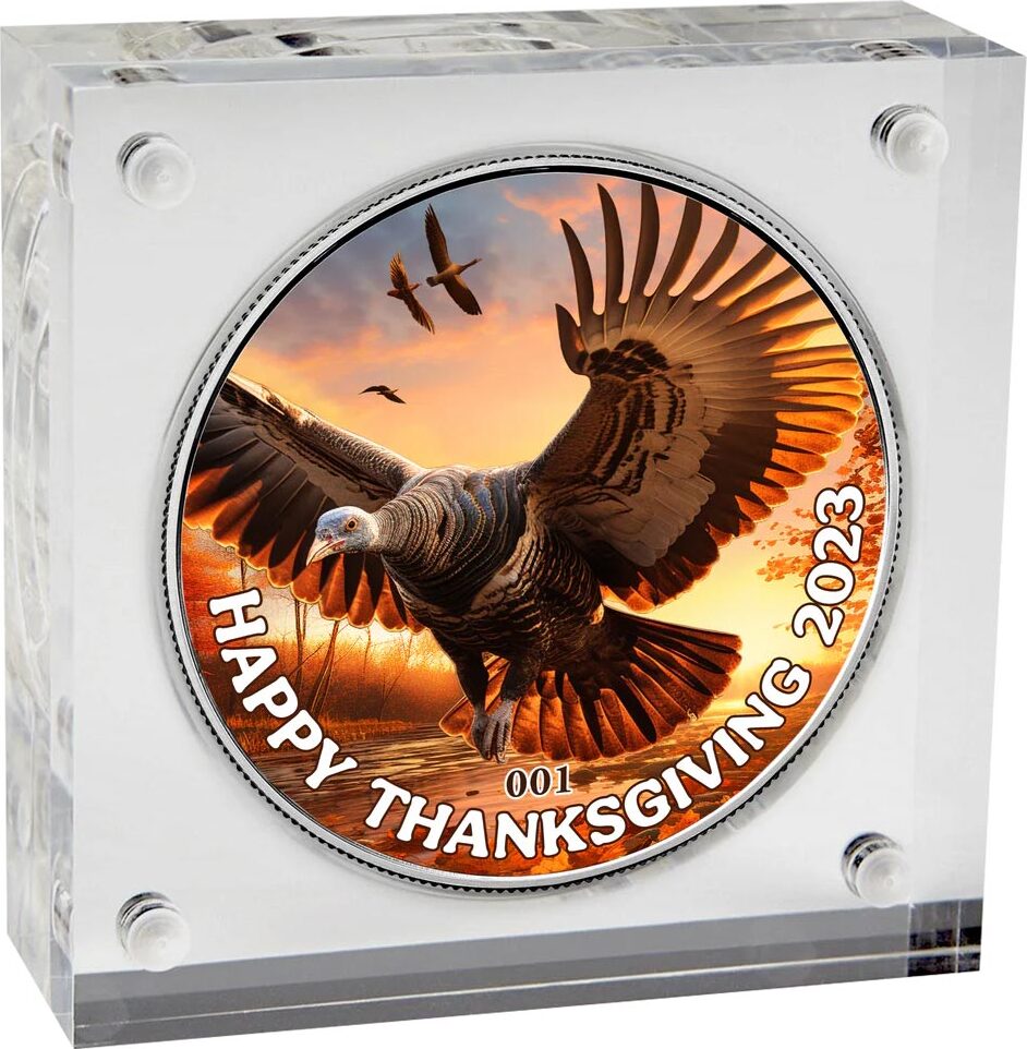 United States 1 Dollar HAPPY THANKSGIVING Silver Eagle 1 Oz Silver Coin ...