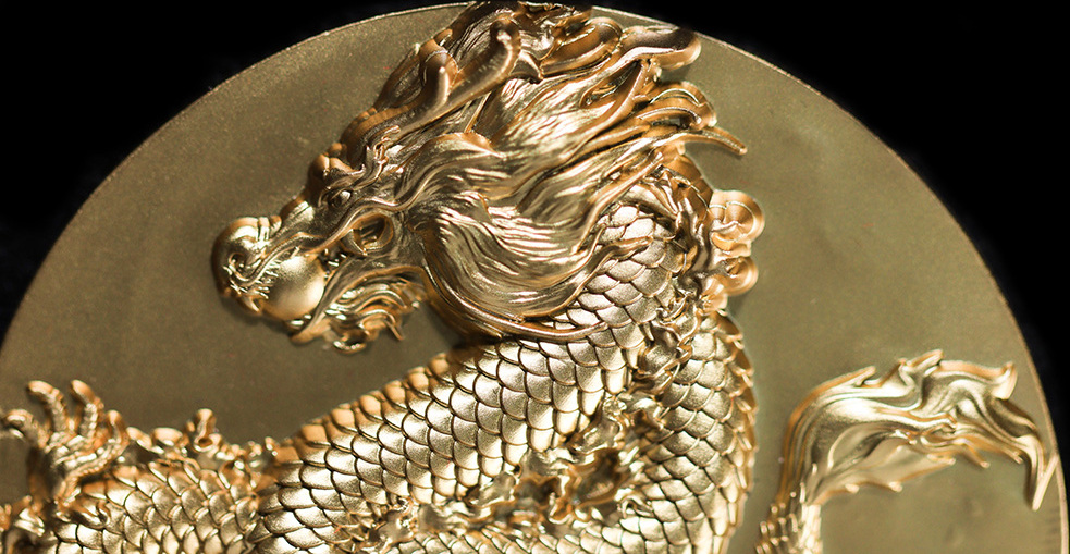 2023 DRAGON TORCH Gold Gilded 5 Oz Silver Coin 18888 Francs Chad 2024 ...