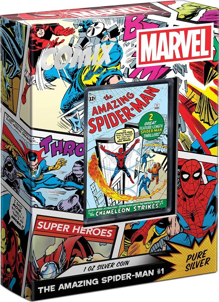 2 Dollars AMAZING SPIDER MAN 1 Comix 1 Oz Silver Coin 2$ Niue 2024 ...
