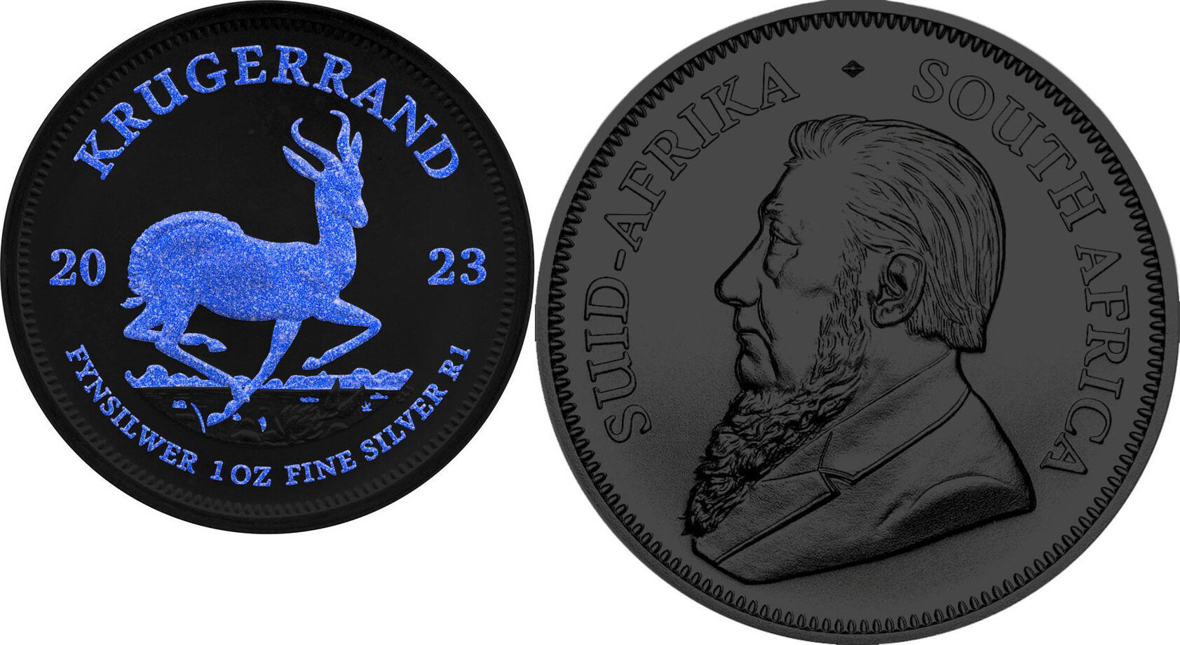 KRUGERRAND Jewel Sapphire 1 Oz Silver Coin 1 Rand South Africa 2023 BU ...