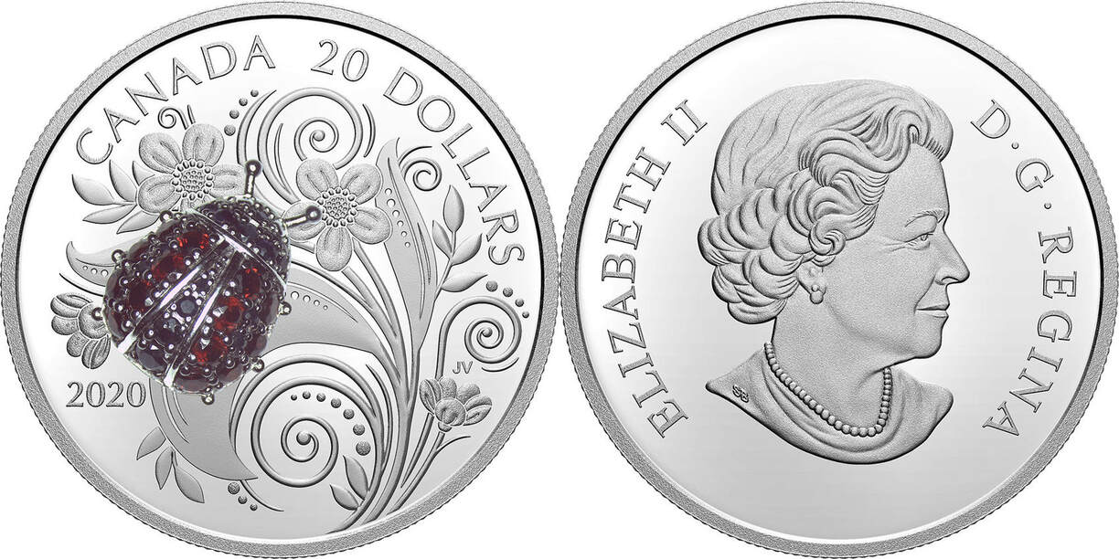 20 Dollars LADYBUG Bejeweled Bugs 1 Oz Silver Coin 20$ Canada 2020 ...