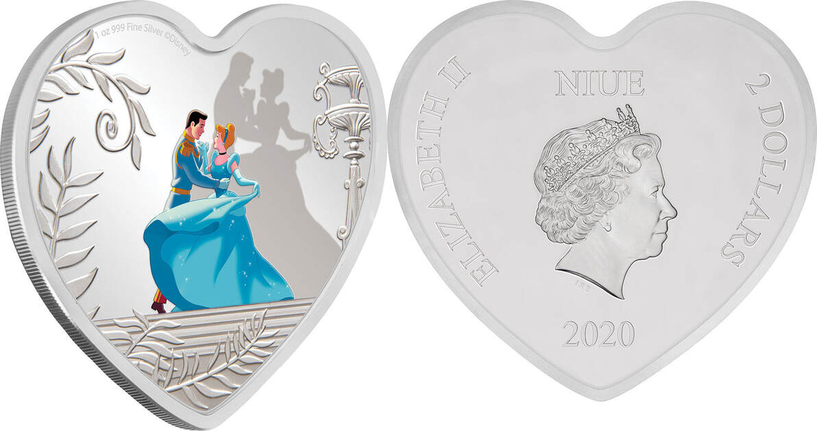2 Dollars CINDERELLA 70th Anniversary Disney Princess 1 Oz Silver Coin ...