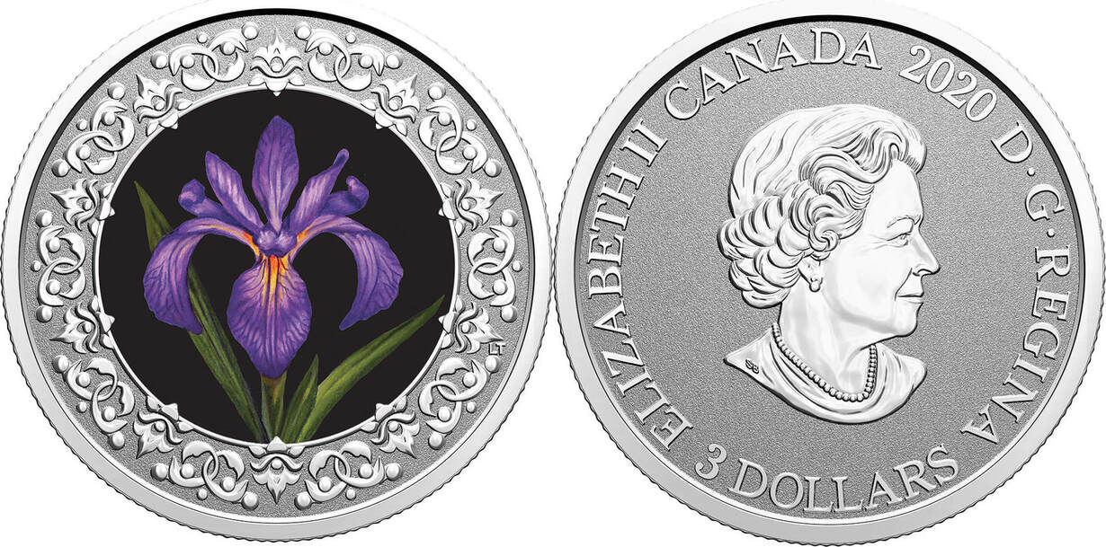 3 Dollars BLUE FLAG IRIS Canada Silver Coin 3$ Canada 2020 Proof | MA-Shops