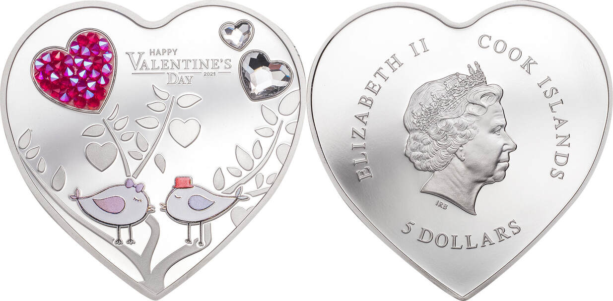 5 Dollars HAPPY VALENTINE DAY Swarovski Bouquet Heart Shaped Silver ...