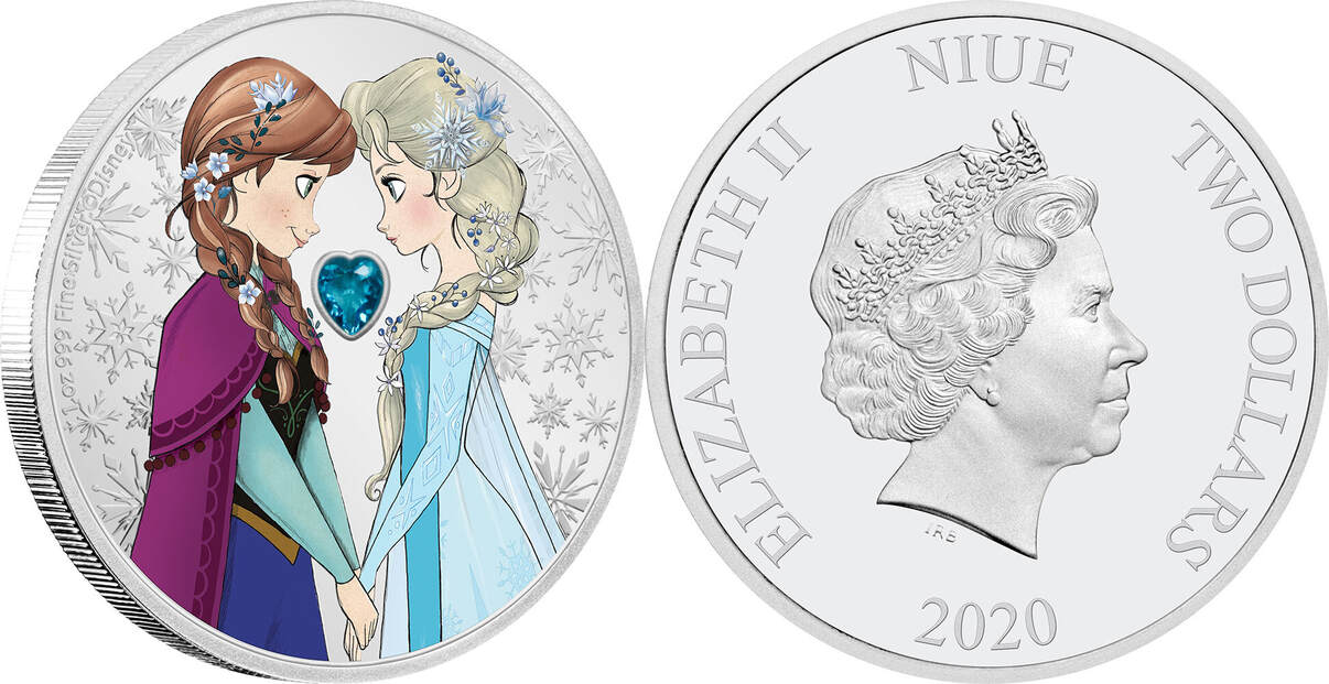 2 Dollars ANNA AND ELSA SISTERS FOREVER Disney Frozen Gemstone 1 Oz ...