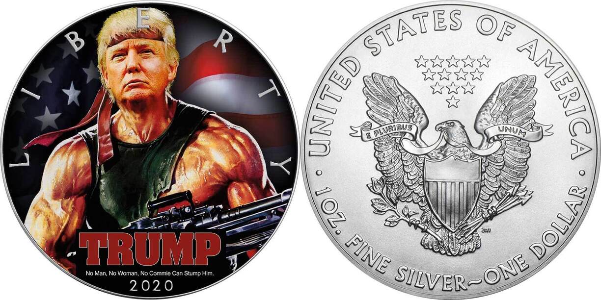 United States 1 Dollar TRUMP RAMBO Walking Liberty 1 Oz Silver Coin 1 ...