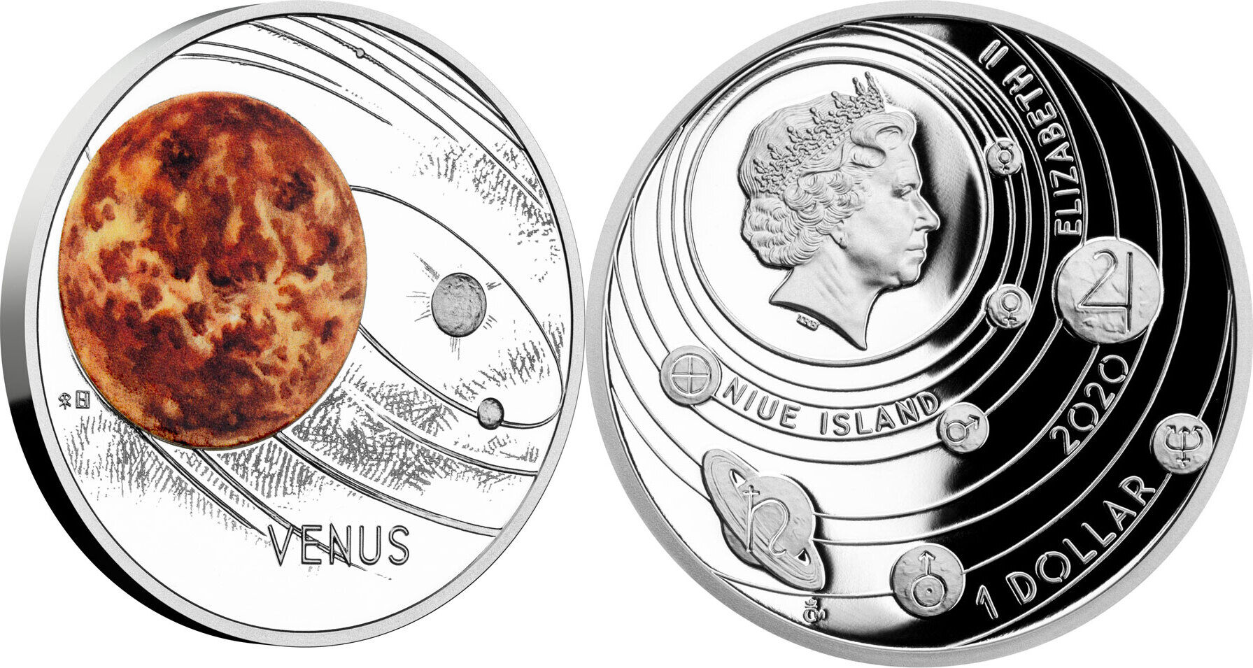 1 Dollar VENUS Solar System 1 Oz Silver Coin 1$ Niue 2020 Proof | MA-Shops
