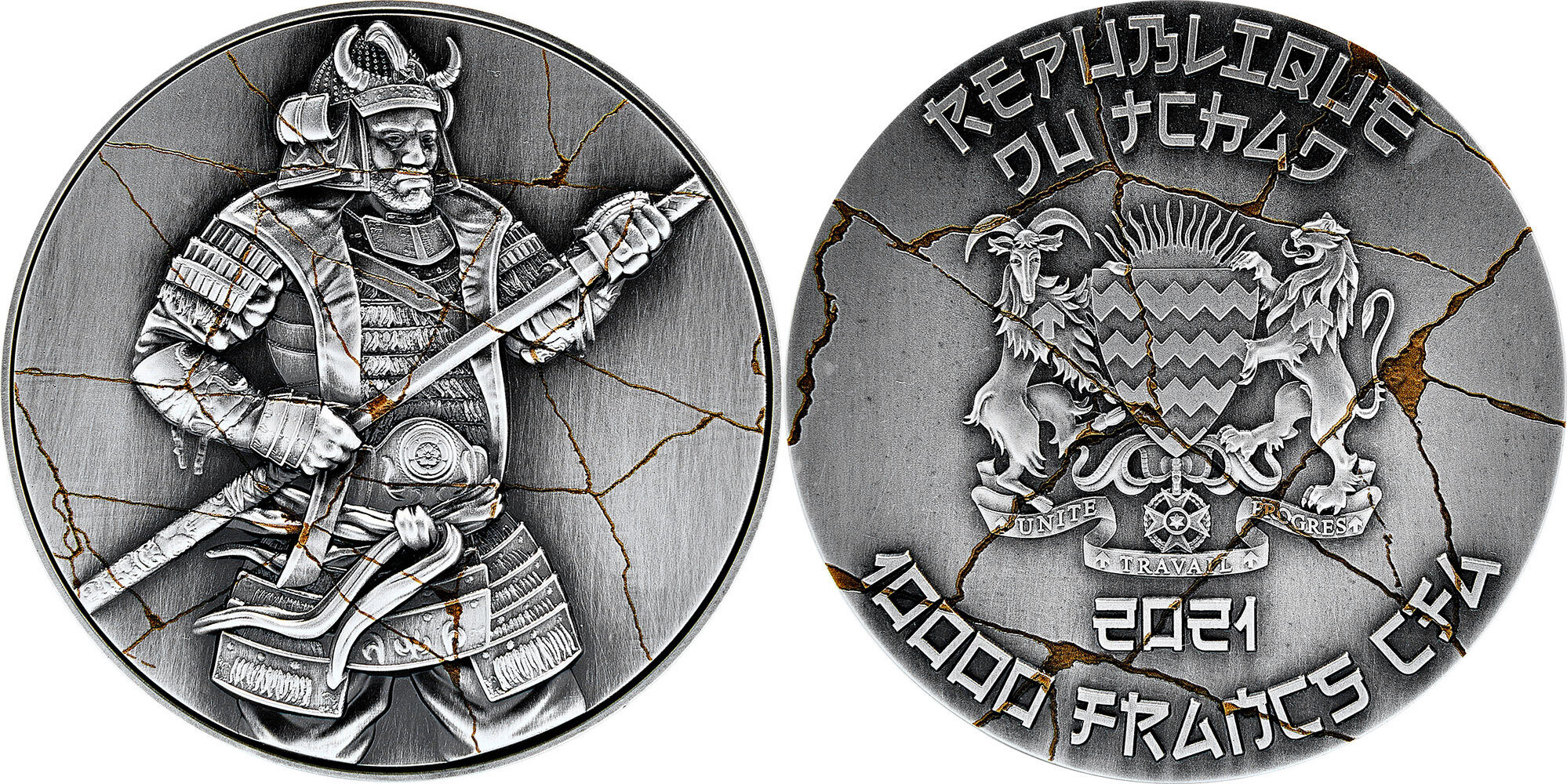 YASUKE 2 Oz Silver Coin 10000 Francs Chad 2021 Antique Finish | MA-Shops