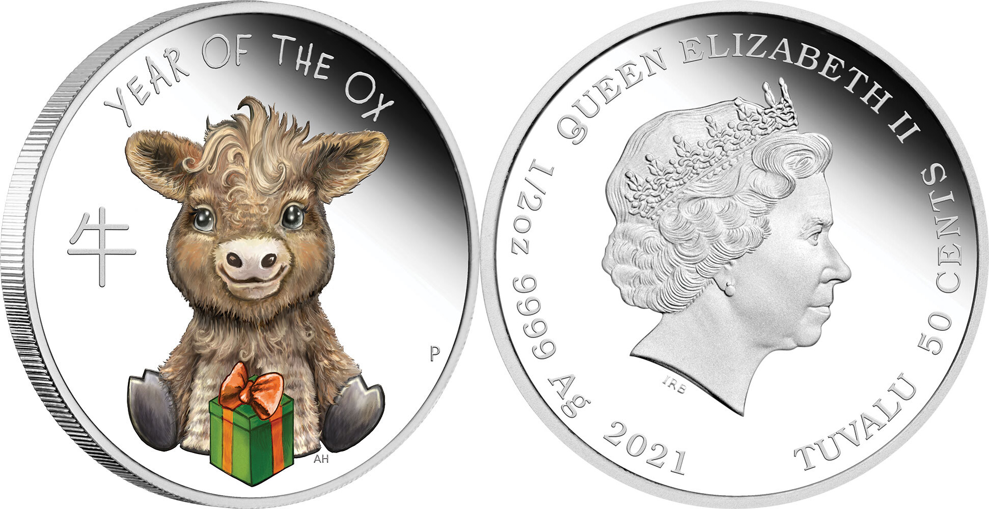 BABY OX Silver Coin 50 Cents Tuvalu 2021 Proof | MA-Shops