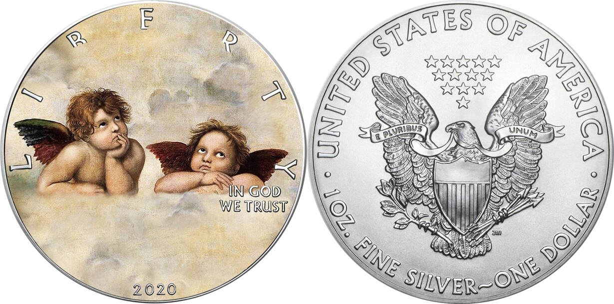 United States 1 Dollar RAPHAEL ANGELS Walking Liberty 1 Oz Silver Coin ...