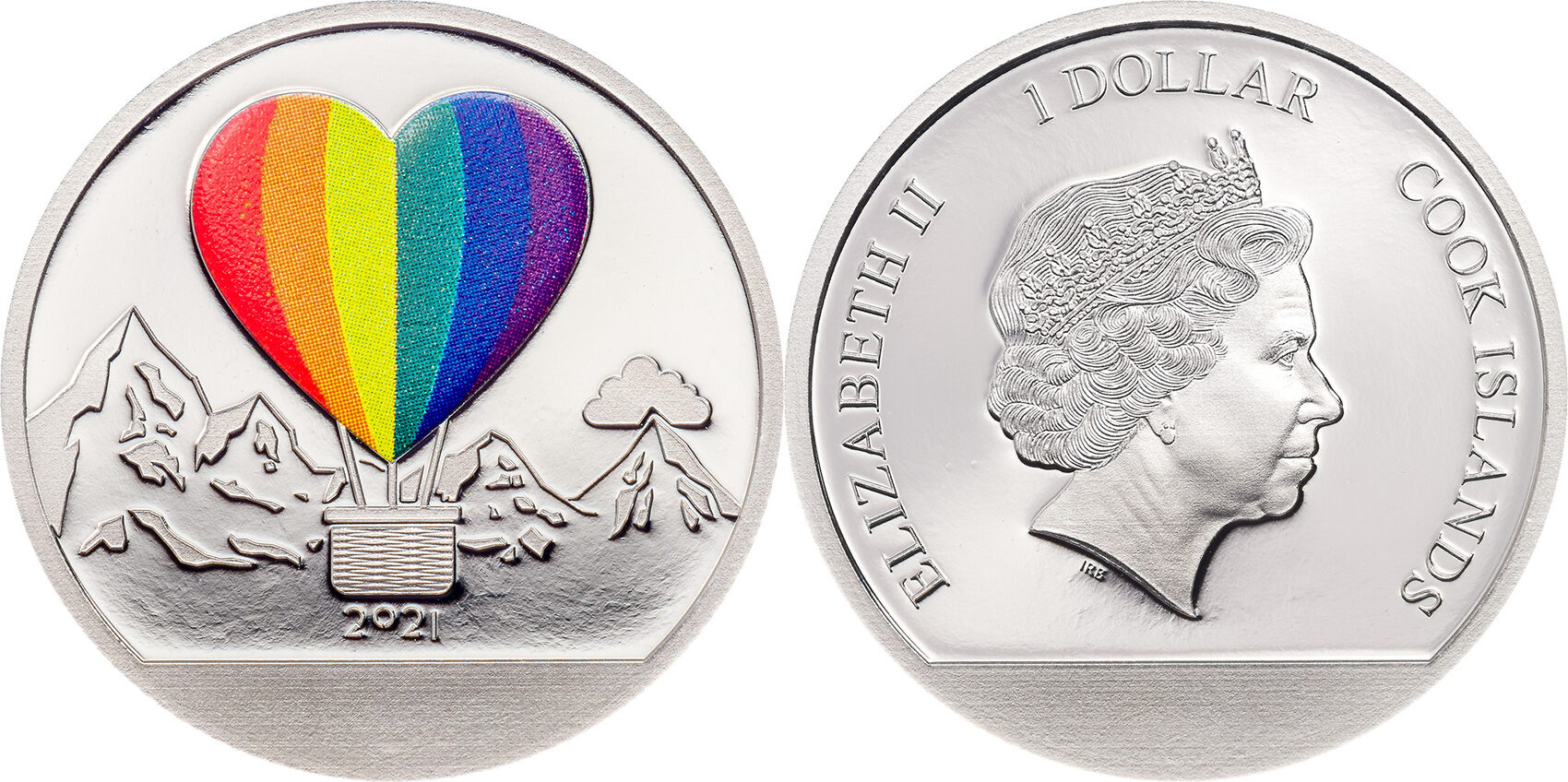 1 Dollar LOVE Globes Silver Coin 1$ Cook Islands 2021 Prooflike | MA-Shops