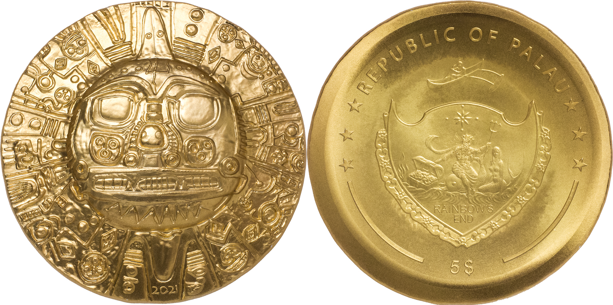 5 Dollars INCA Sun God 1 Oz Silver Coin 5$ Palau 2021 Proof | MA-Shops
