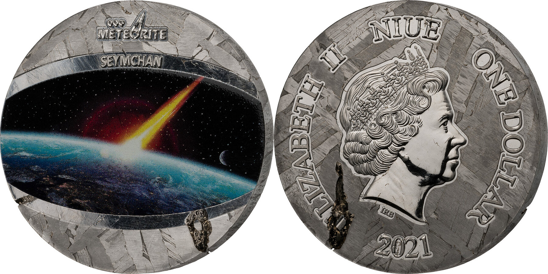 1 Dollar SEYMCHAN Iron 1 Oz Meteorite Coin 1$ Niue 2021 BU - Brilliant ...