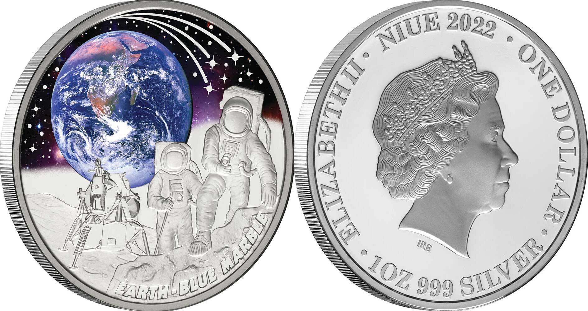 1 Dollar EARTH BLUE MARBLE 1 Oz Silver Coin 1$ Niue 2022 Proof | MA-Shops