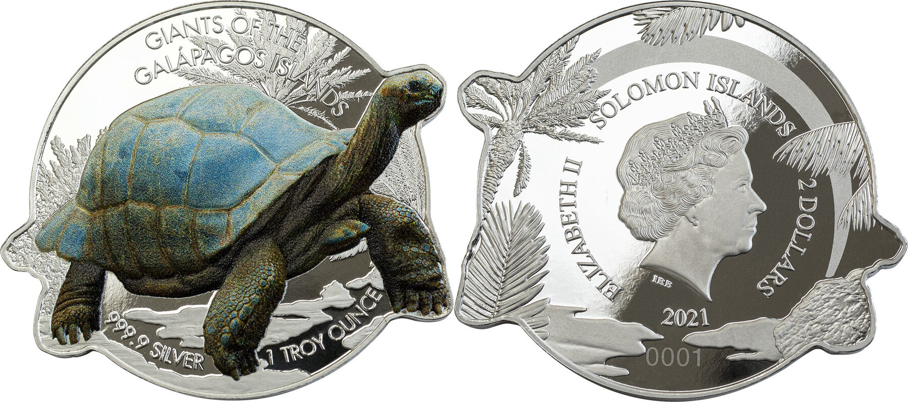 2 Dollars TORTOISE Giants of the Galapagos Island 1 Oz Silver Coin 2 ...