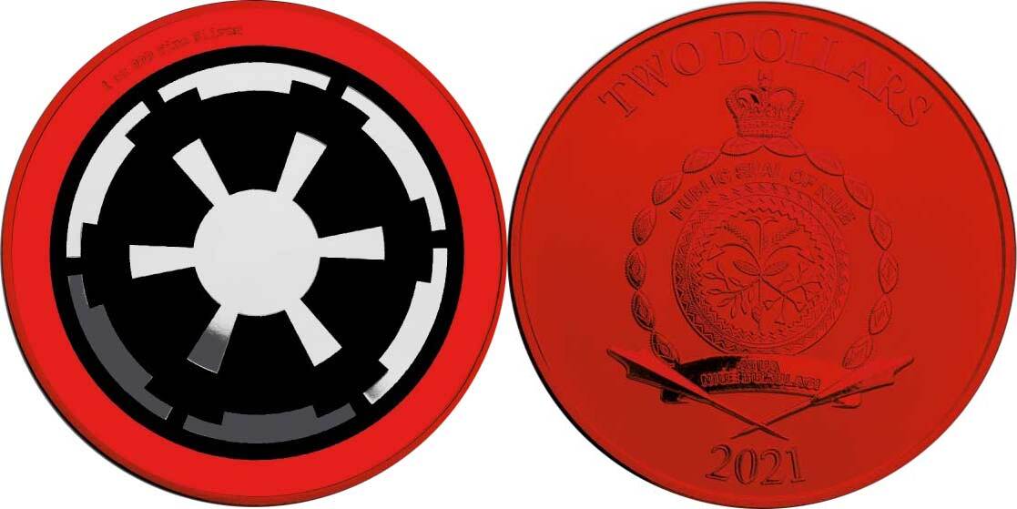 2 Dollars GALACTIC EMPIRE Star Wars Space Red 1 Oz Silver Coin 2$ Niue ...