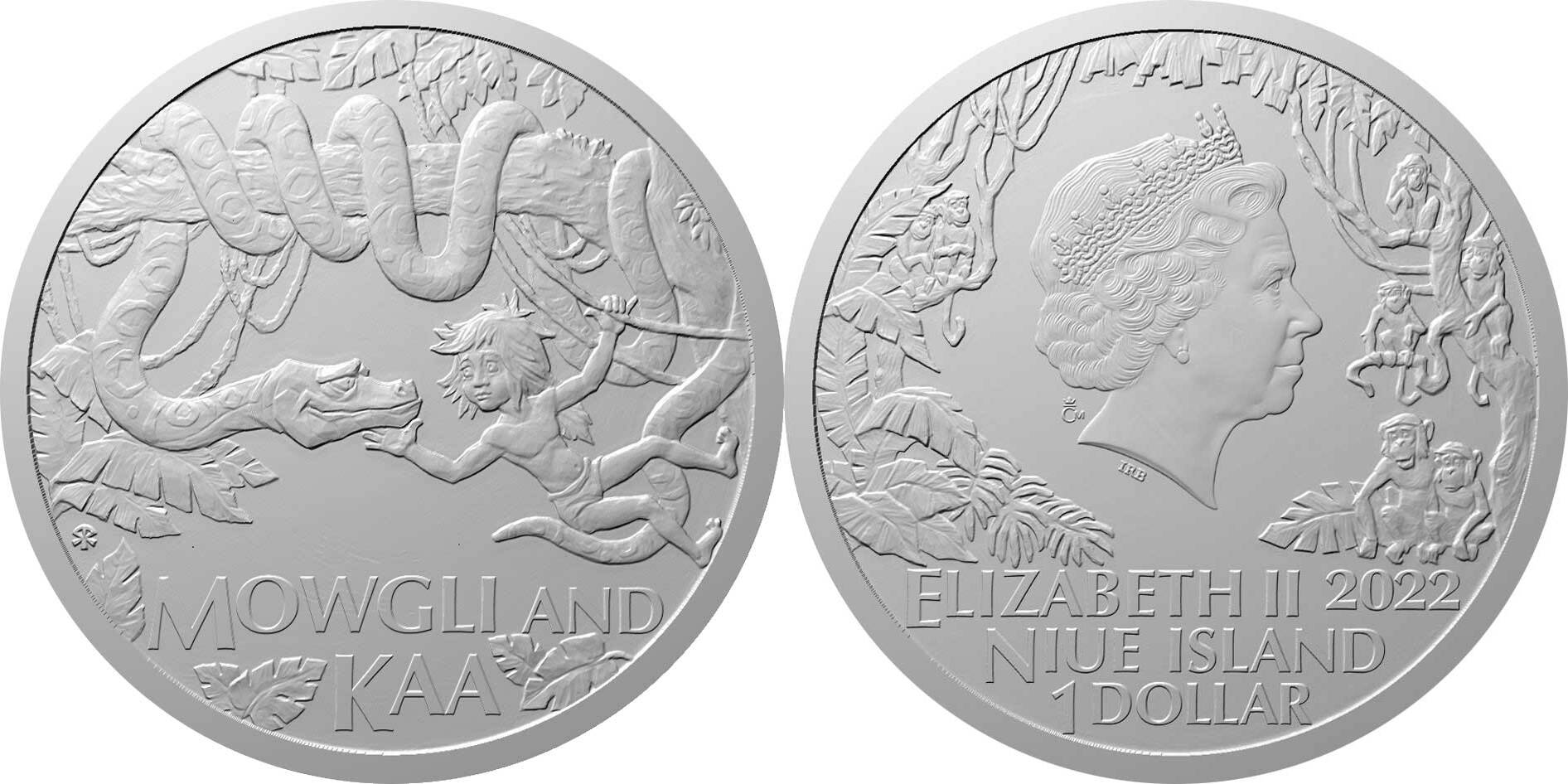 1 Dollar MOWGLI AND KAA the Jungle Book 1 Oz Silver Coin 1$ Niue 2022 ...