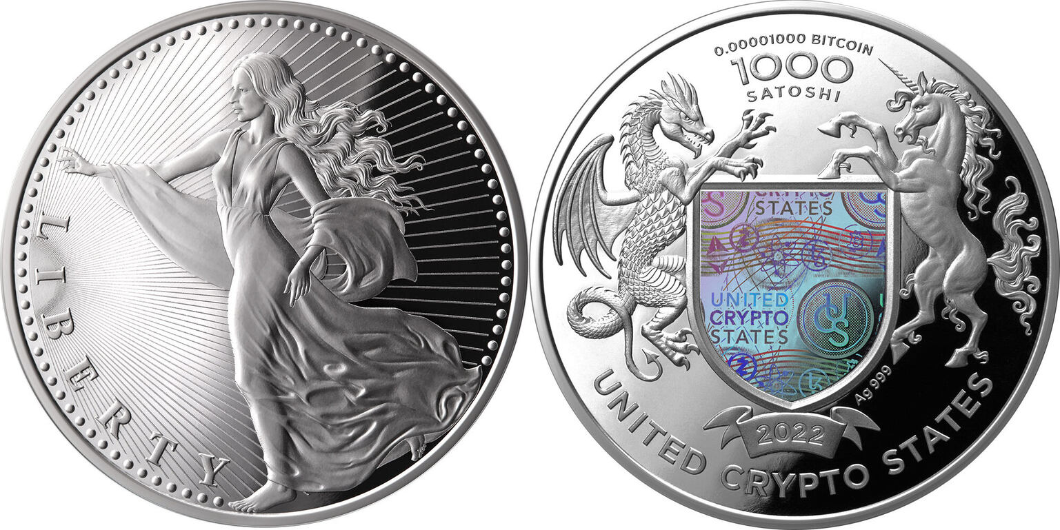 LIBERTY Bitcoin Cryptocurrency 1 Oz Silver Coin 1000 Satoshi United ...