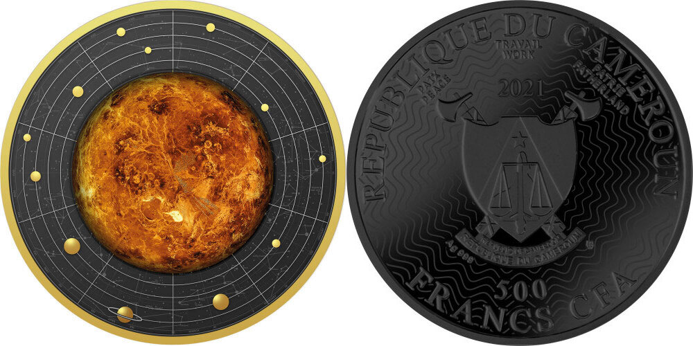 VENUS Solar System Silver Coin 500 Francs CFA Cameroon 2021 Proof | MA ...