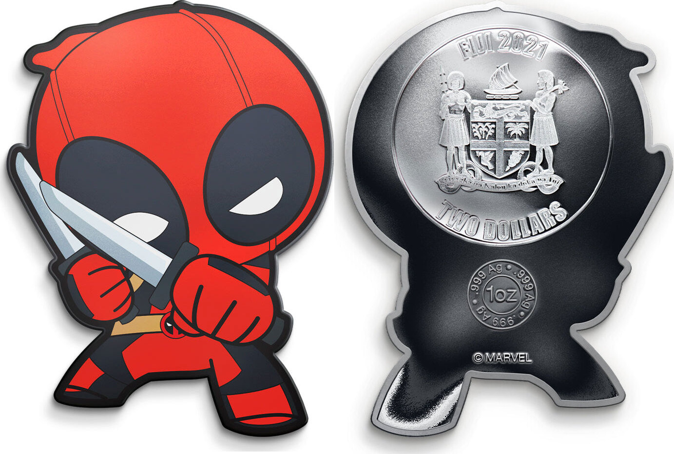 2 Dollars DEADPOOL Marvel Mini Hero Shaped 1 Oz Silver Coin 2$ Fiji ...