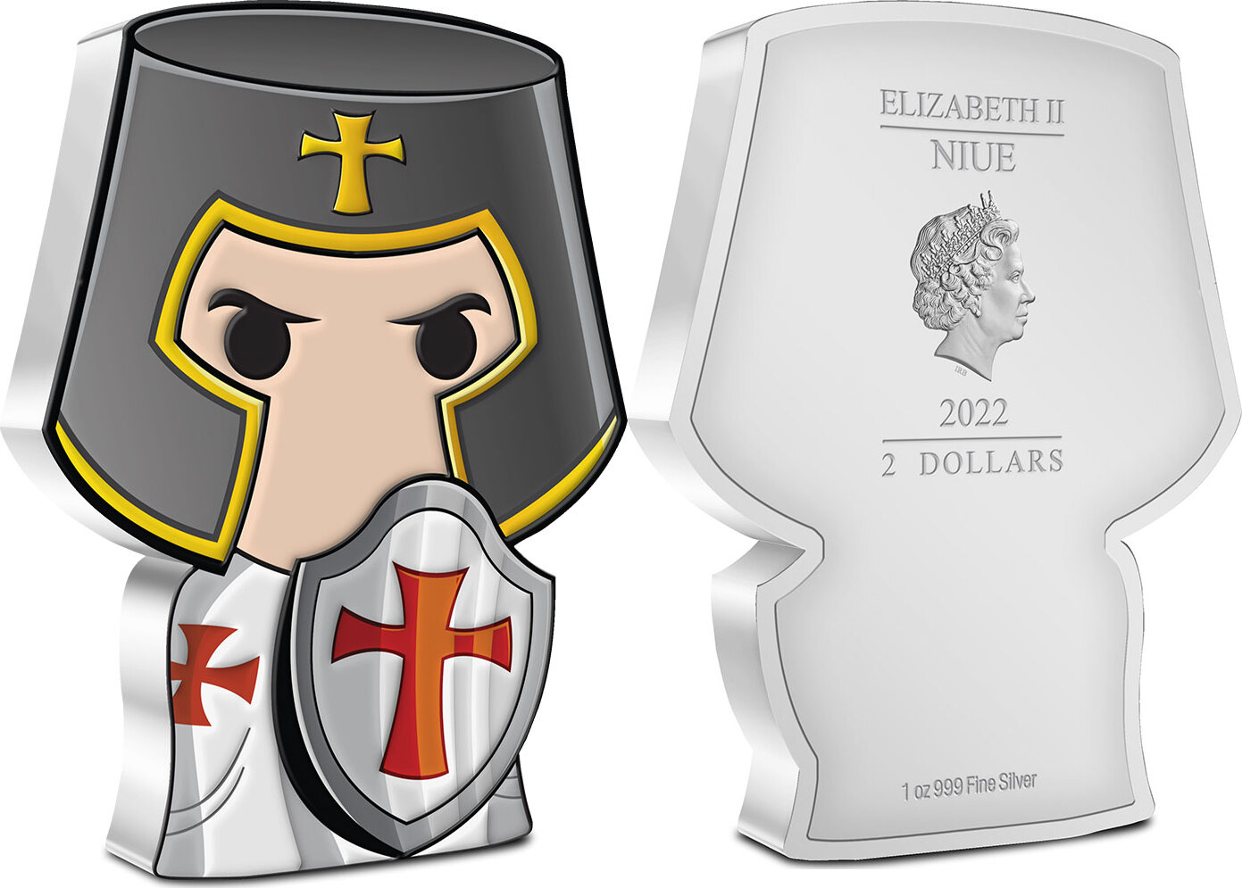 2 Dollars KNIGHT TEMPLAR Warriors of History Chibi 1 Oz Silver Coin 2 ...