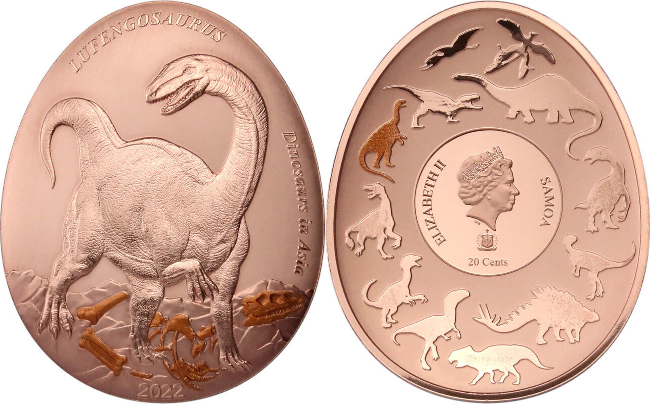 Niue LUFENGOSAURUS Dinosaurs in Asia Copper Coin 20 Cent Samoa 2022 ...