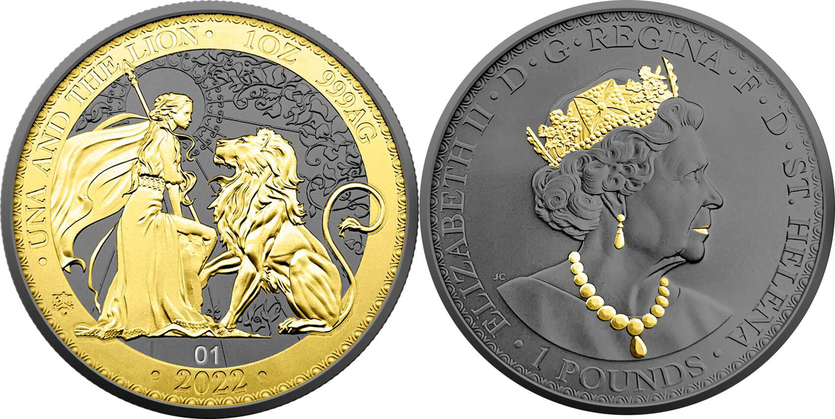 UNA AND THE LION Her Majesty 1 Oz Silver Coin 1 Pound Saint Helena 2022 ...