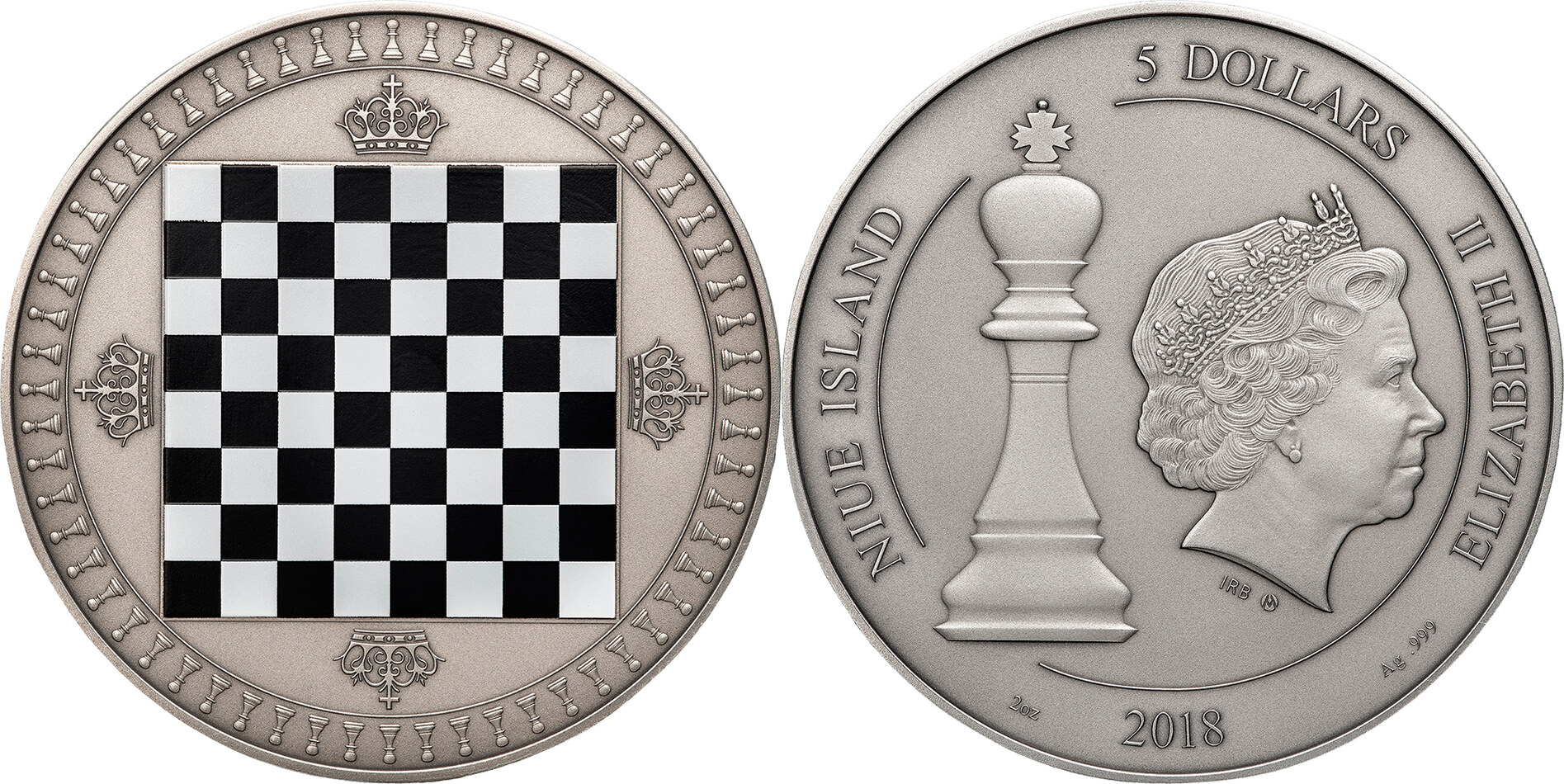 5 Dollars CHESS Chessboard Board Game 2 Oz Silver Coin 5$ Niue 2018 ...