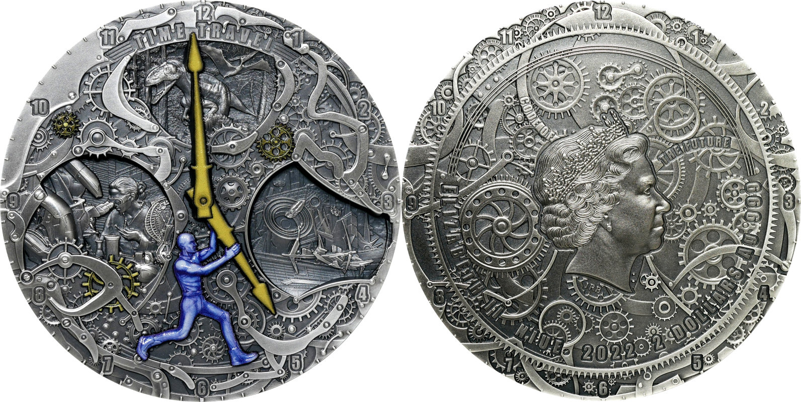 2 Dollars TIME TRAVEL Code of the Future 2 Oz Silver Coin 2$ Niue 2022 ...