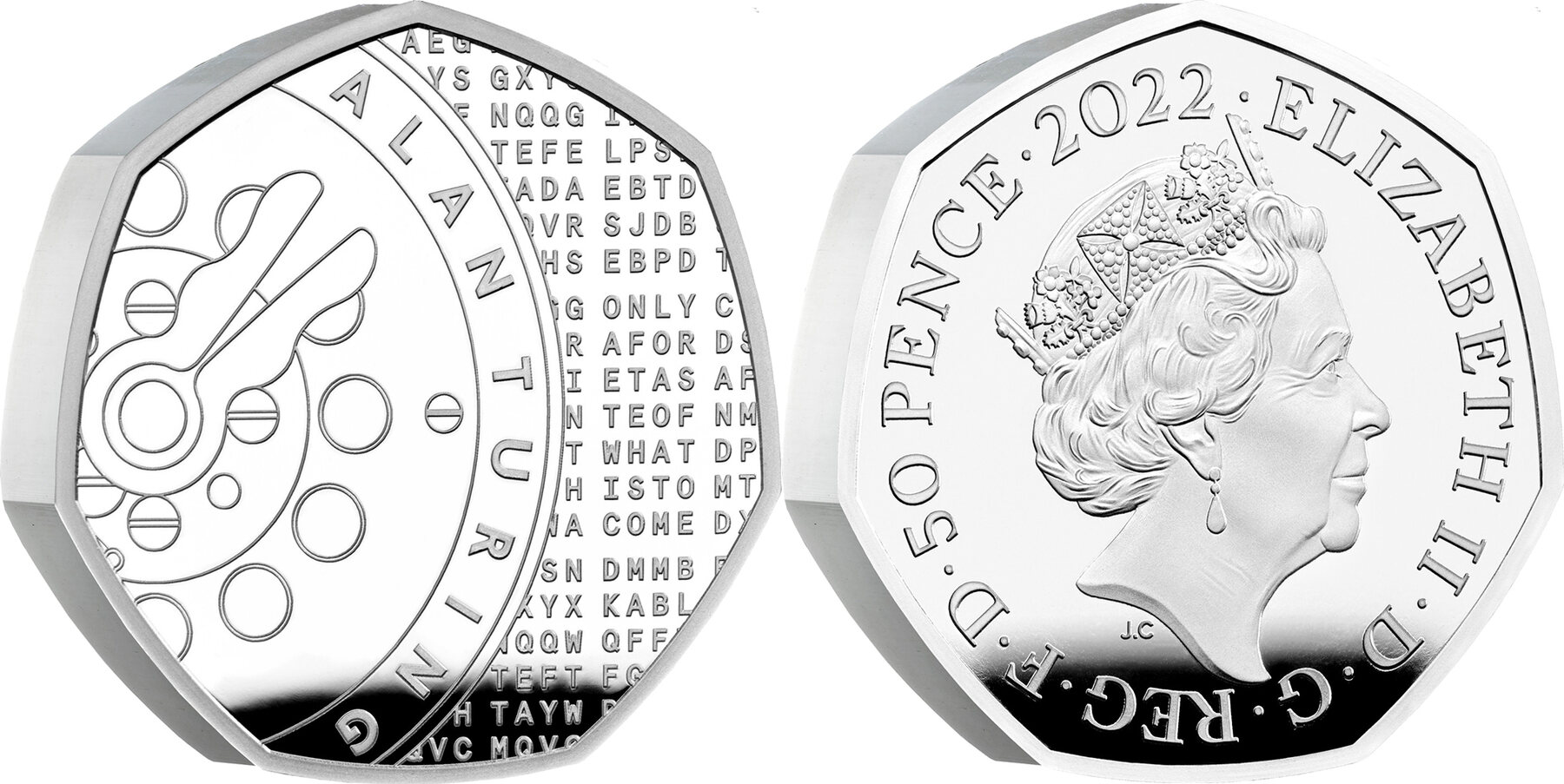 ALAN TURING Innovation in Science Silver Coin 50 Pence United Kingdom ...
