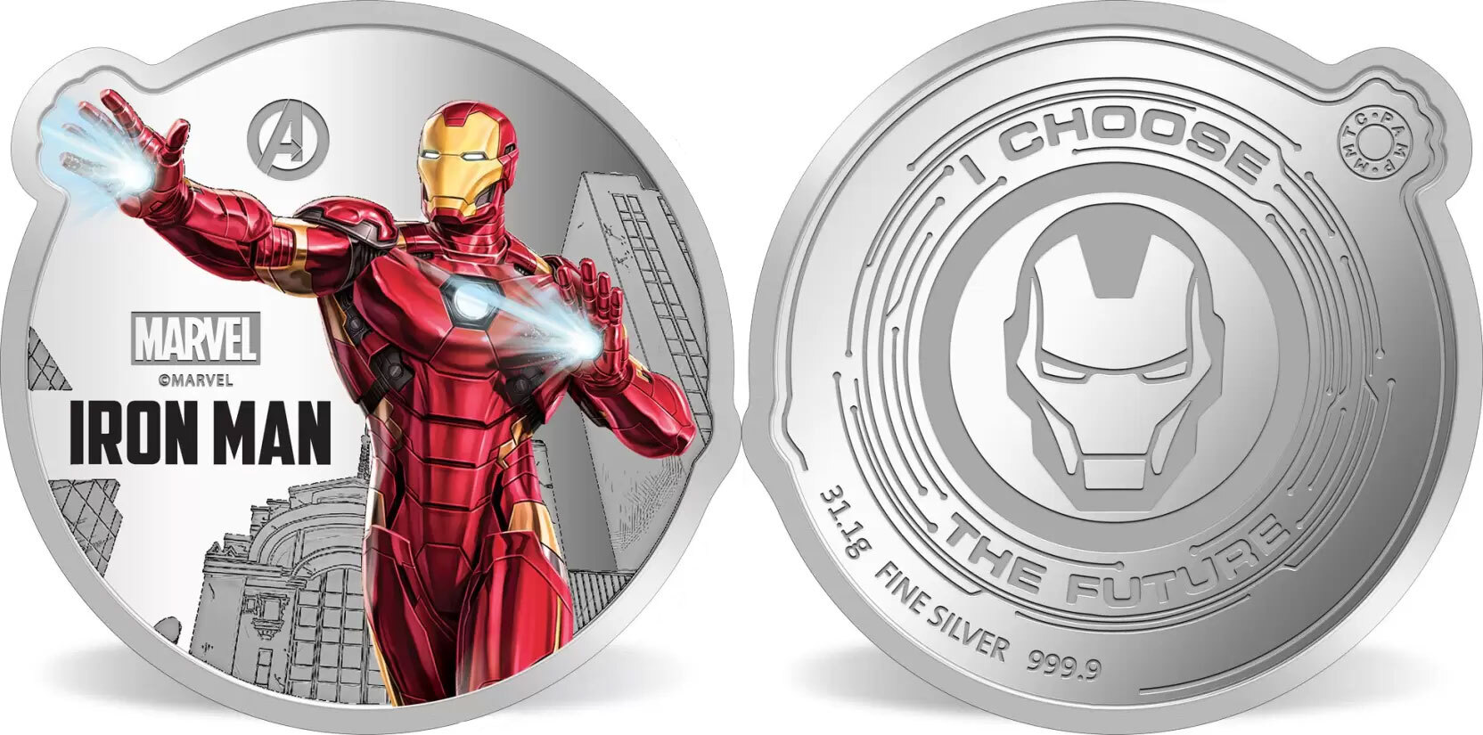 IRON MAN Marvel 1 Oz Silver Medal I Choose the Future BU-Brilliant ...