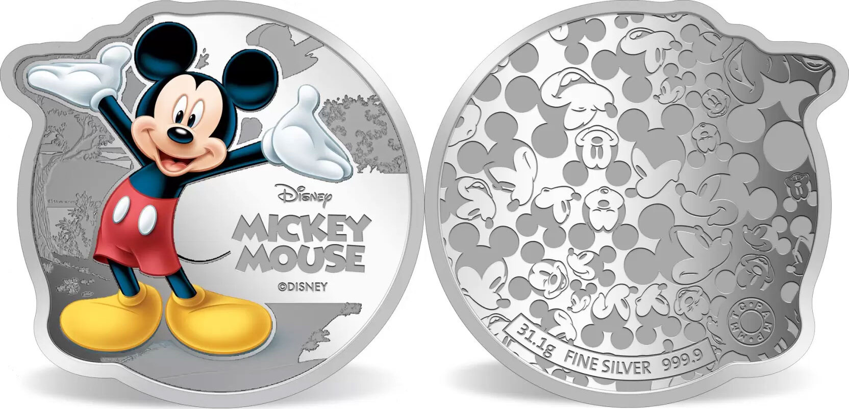 MICKEY MOUSE Disney 1 Oz Silver Medal BU-Brilliant Uncirculated | MA-Shops