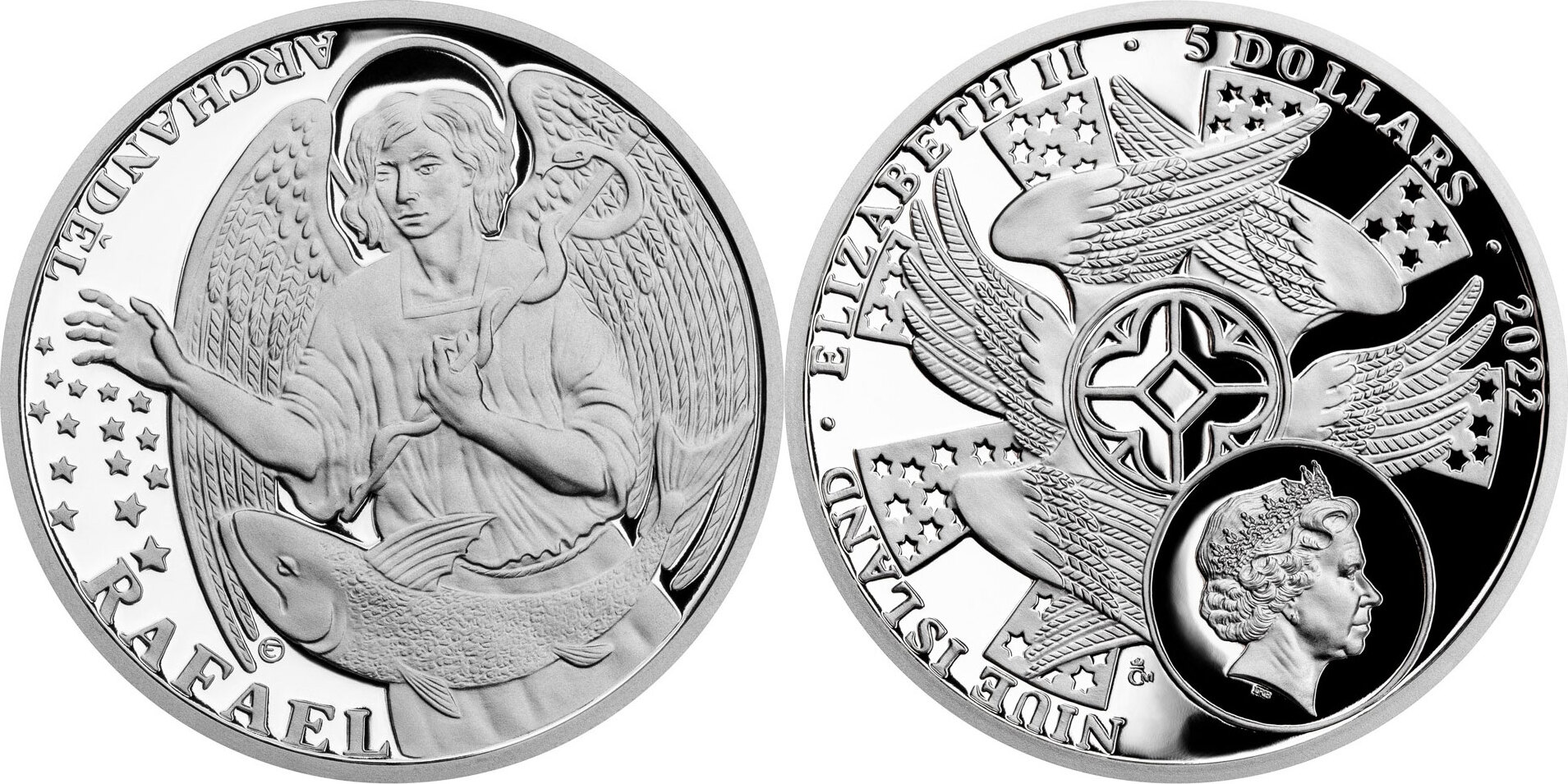 5 Dollars ARCHANGEL RAPHAEL Archangels 2 Oz Silver Coin 5$ Niue 2022 ...