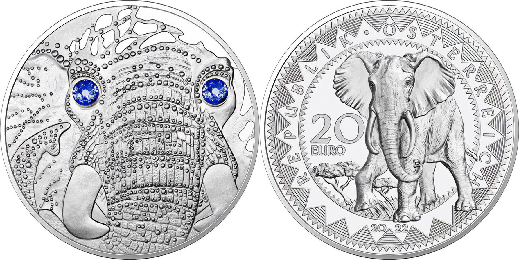 20 Euro SERENITY OF THE ELEPHANT The Eye Of The World Silver Coin 20 ...