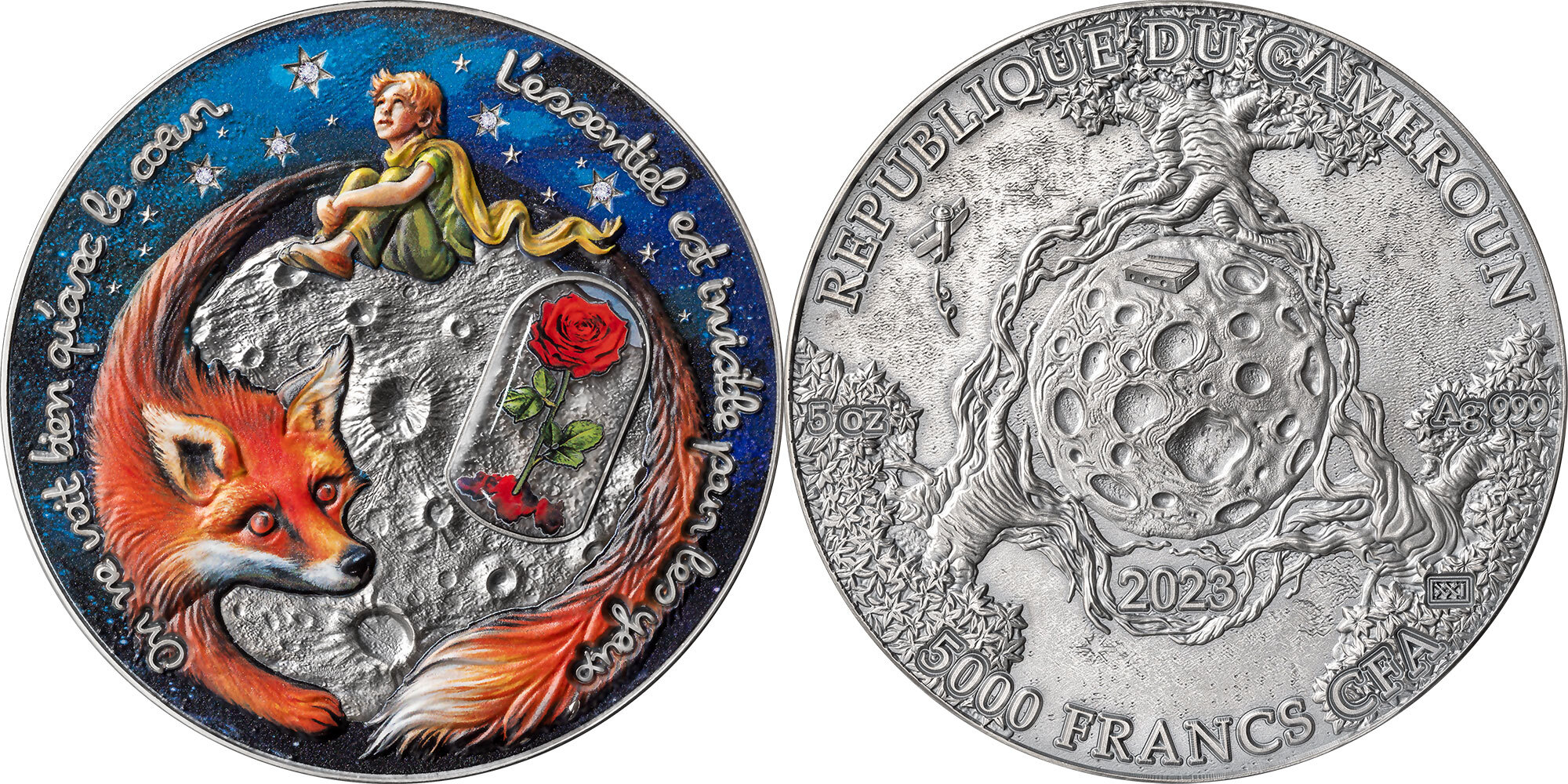 LITTLE PRINCE 80th Anniversary 5 Oz Silver Coin 5000 Francs Cameroon ...
