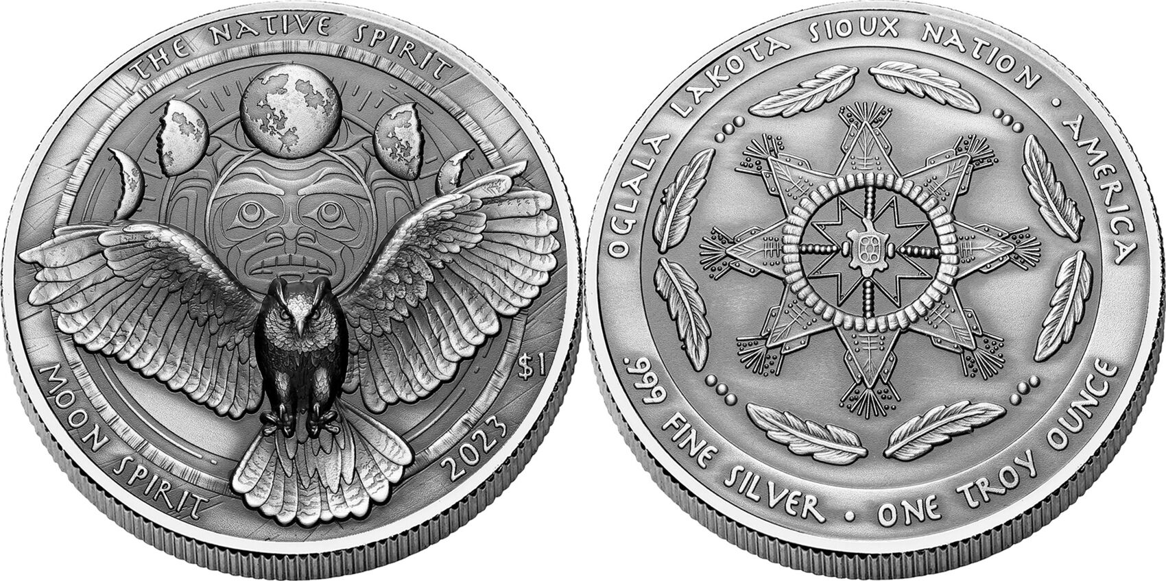 United States 1 Dollar MOON SPIRIT The Native Spirit 1 Oz Silver Coin 1 ...